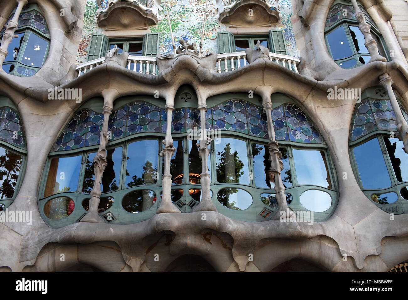 Barcelona, Spain 6 june 2013 exterior details balcony of Casa Batllo ...