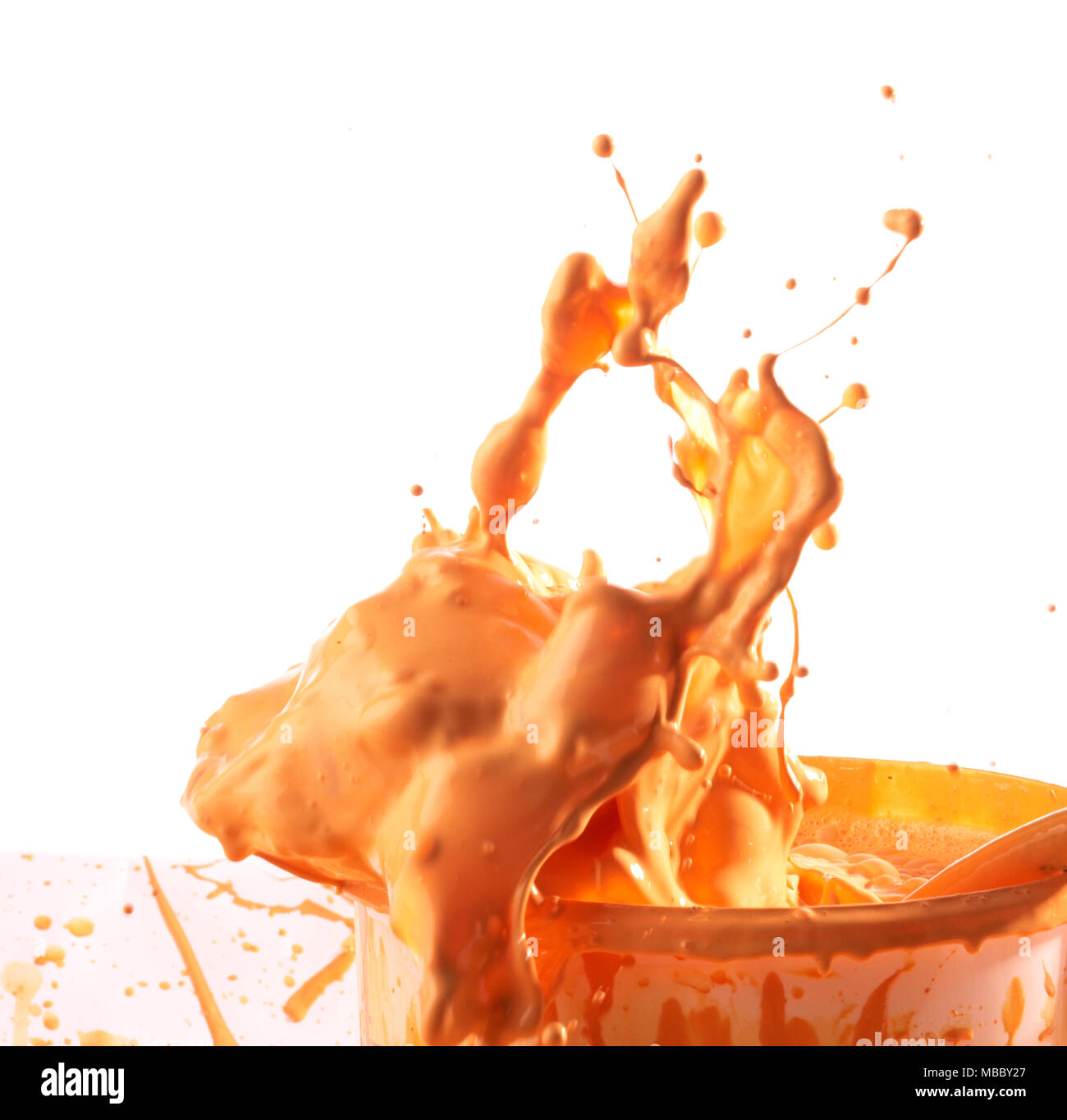Orange painting splash Stock Photo - Alamy