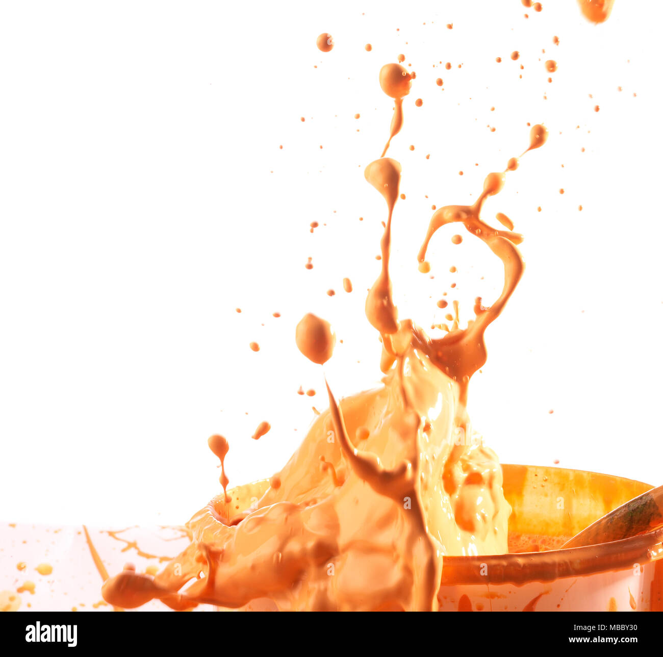 Orange painting splash Stock Photo - Alamy