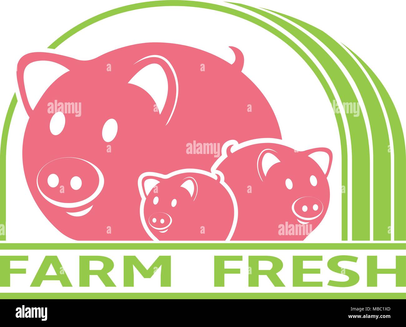 Pig with two piglets. Farm fresh logo. Vector illustration Stock Vector ...