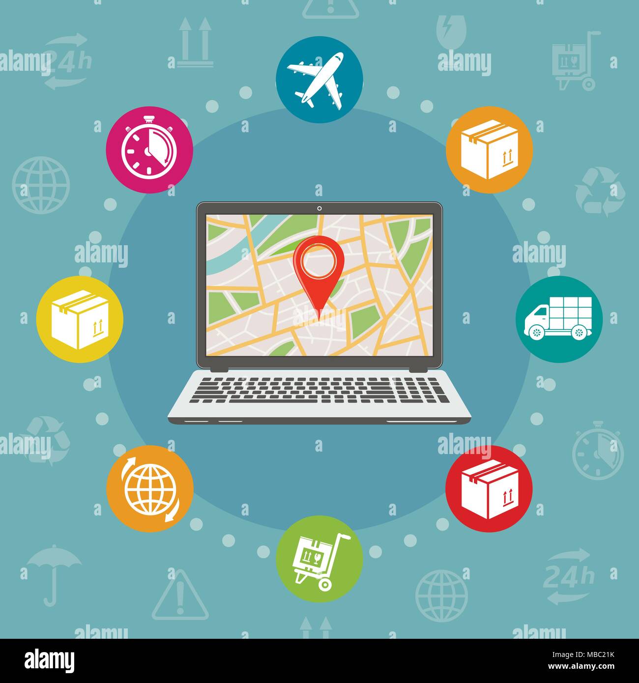 GPS tracking order flat design concept, vector illustration Stock ...