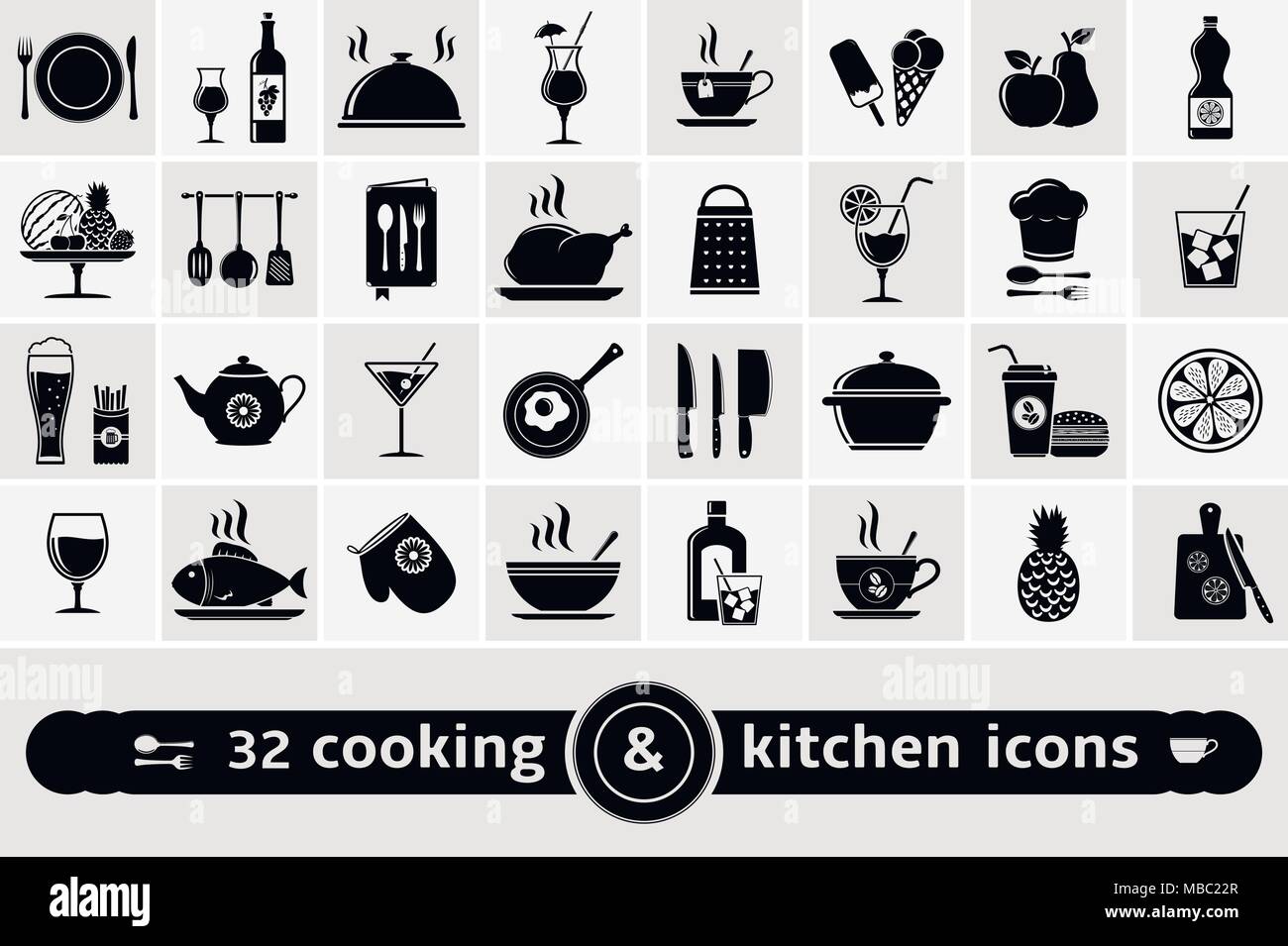 32 Cooking and kitchen icons, vector Stock Vector Image & Art - Alamy