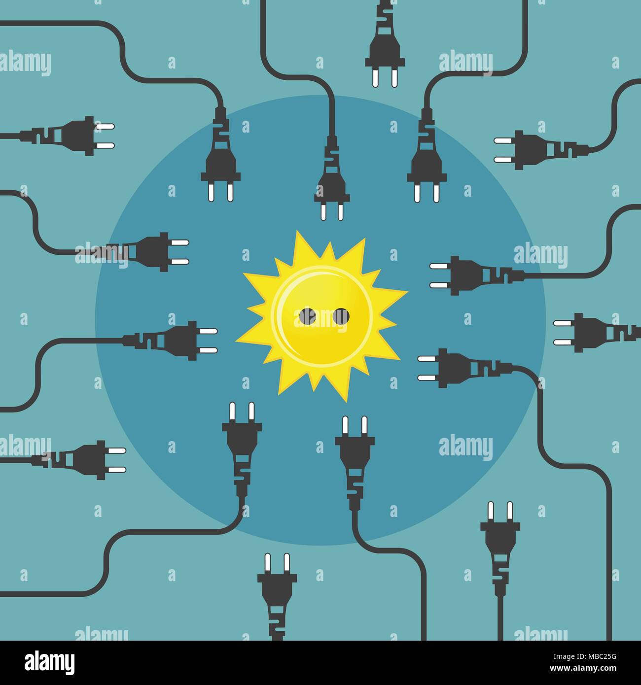 Solar energy. Electricity flat design concept. Vector illustration ...