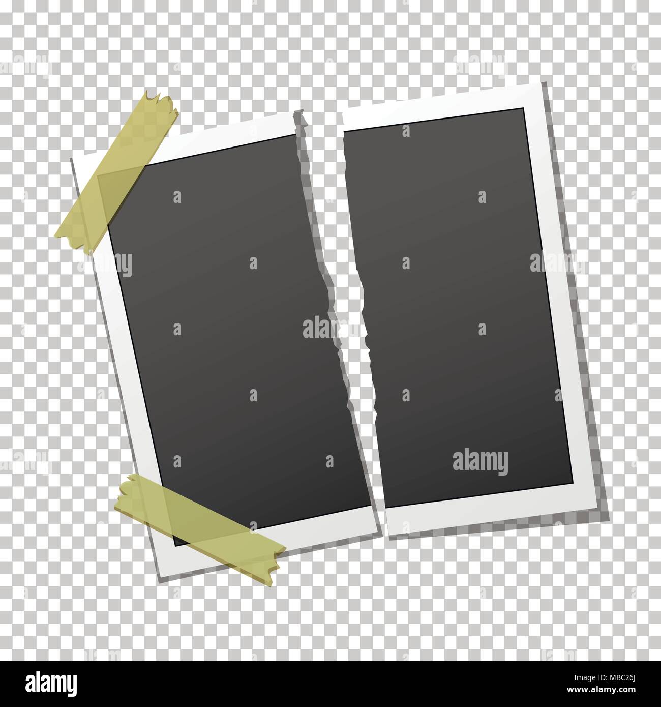Torn photo frame on transparent background. Vector eps10 Stock Vector ...
