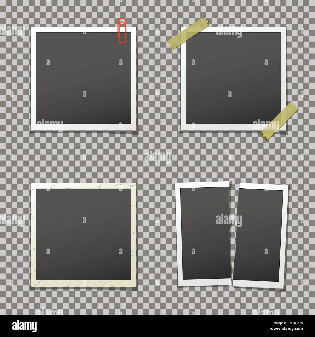 Photo frames with shadow on isolated background, vector template Stock ...