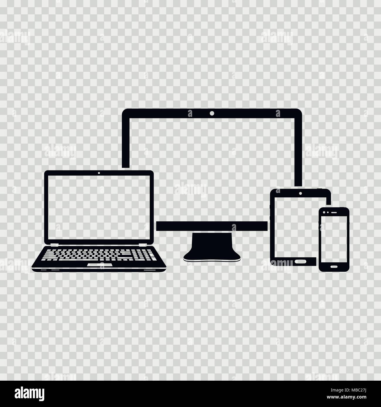 Electronic devices icons on transparent background Stock Vector Image ...