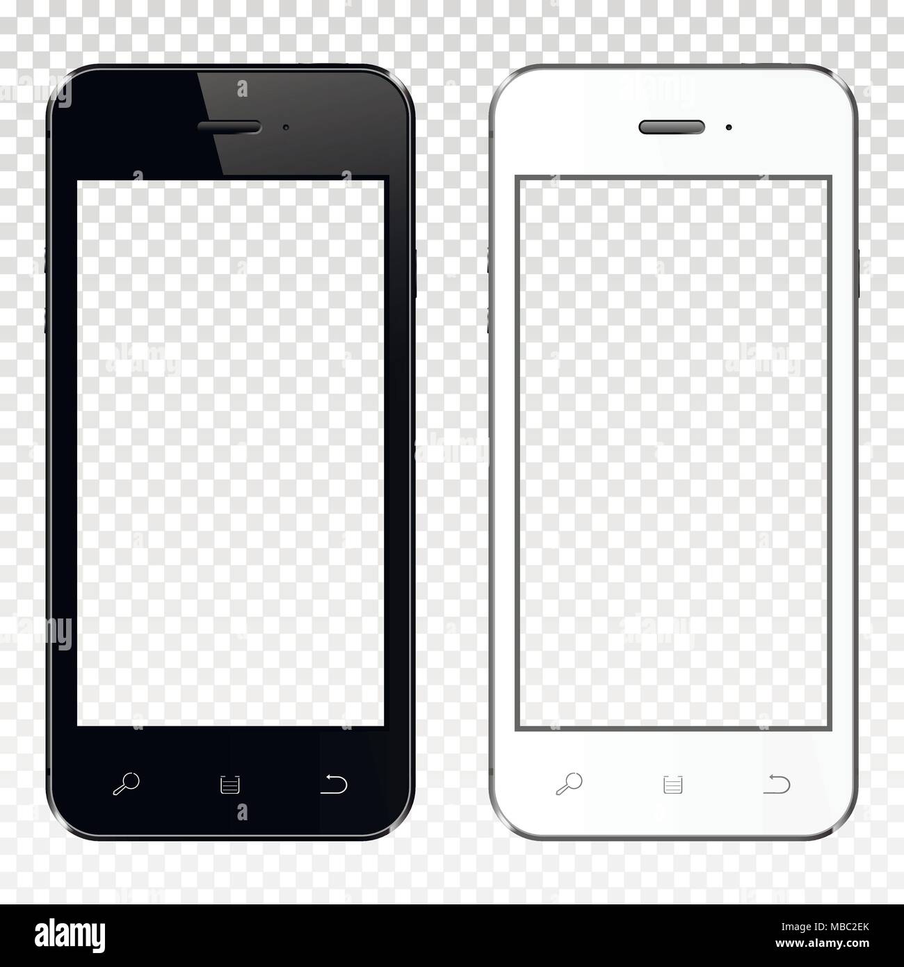 Realistic smartphones with transparent screen isolated on transparent ...