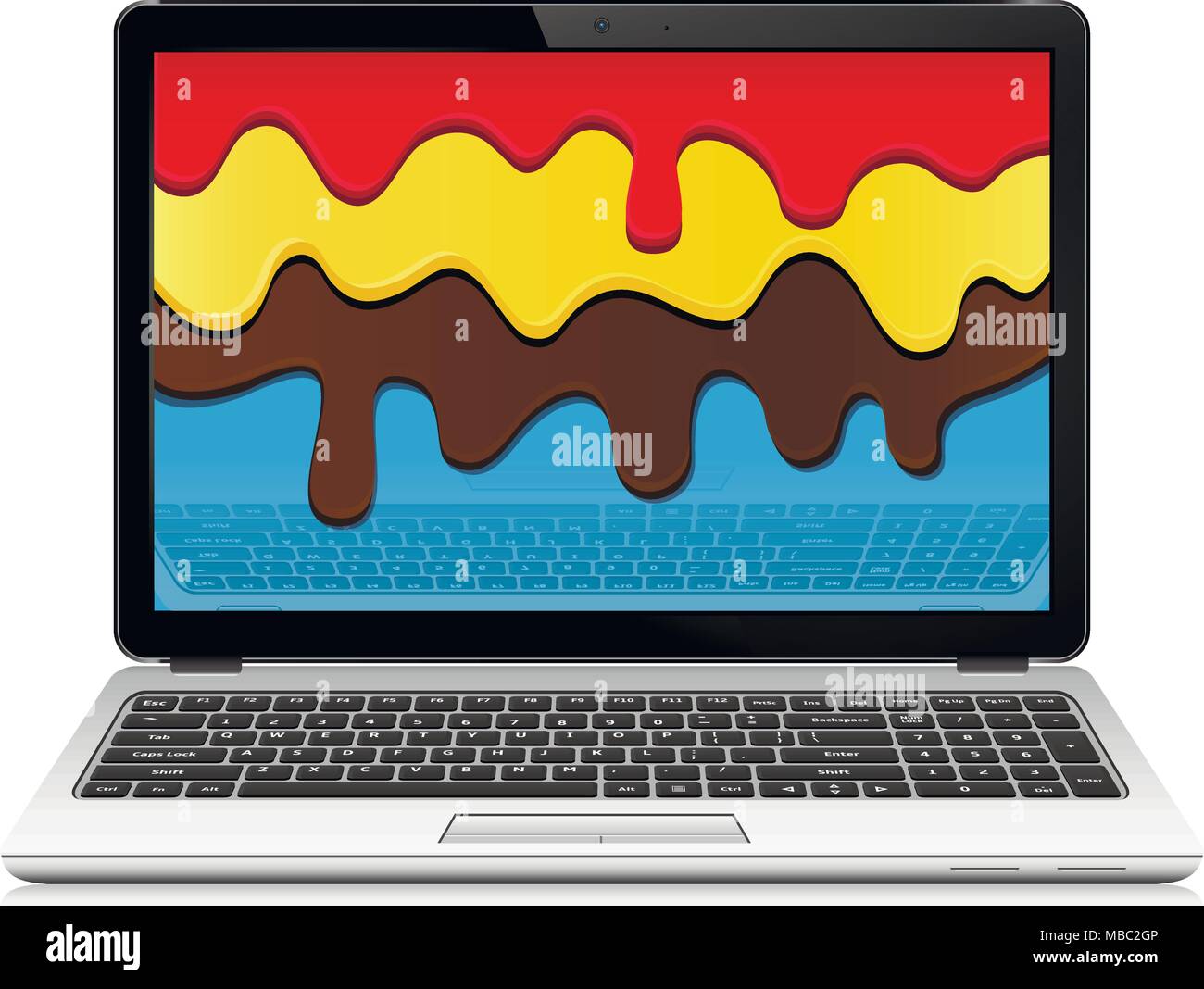 Paint flowing on the laptop screen. Abstract vector illustration Stock ...
