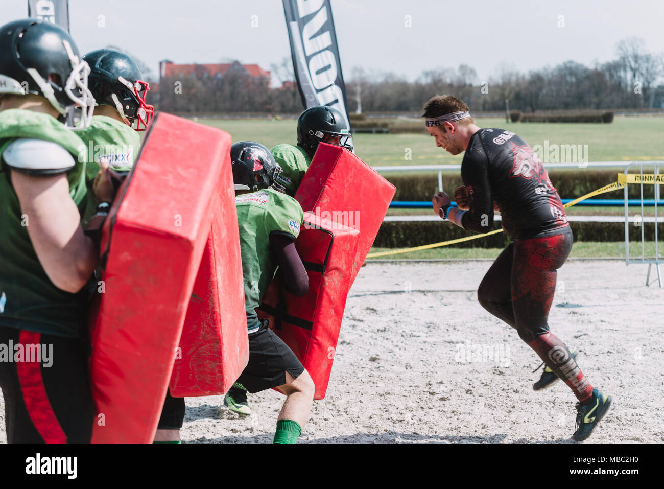 WROCLAW, POLAND - APRIL 8; 2018: Runmageddon - extreme competition in ...