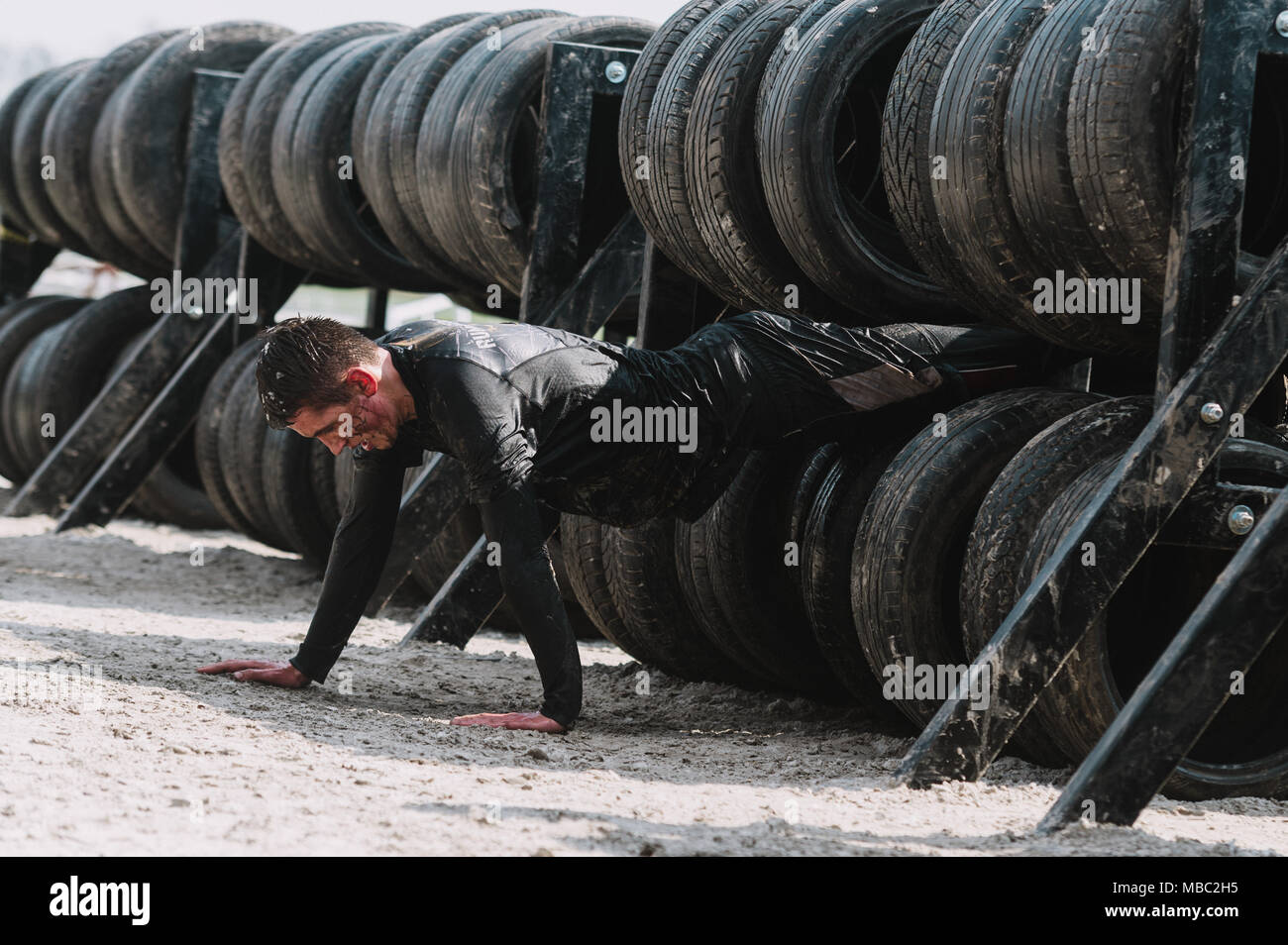 WROCLAW, POLAND - APRIL 8; 2018: Runmageddon - extreme competition in ...