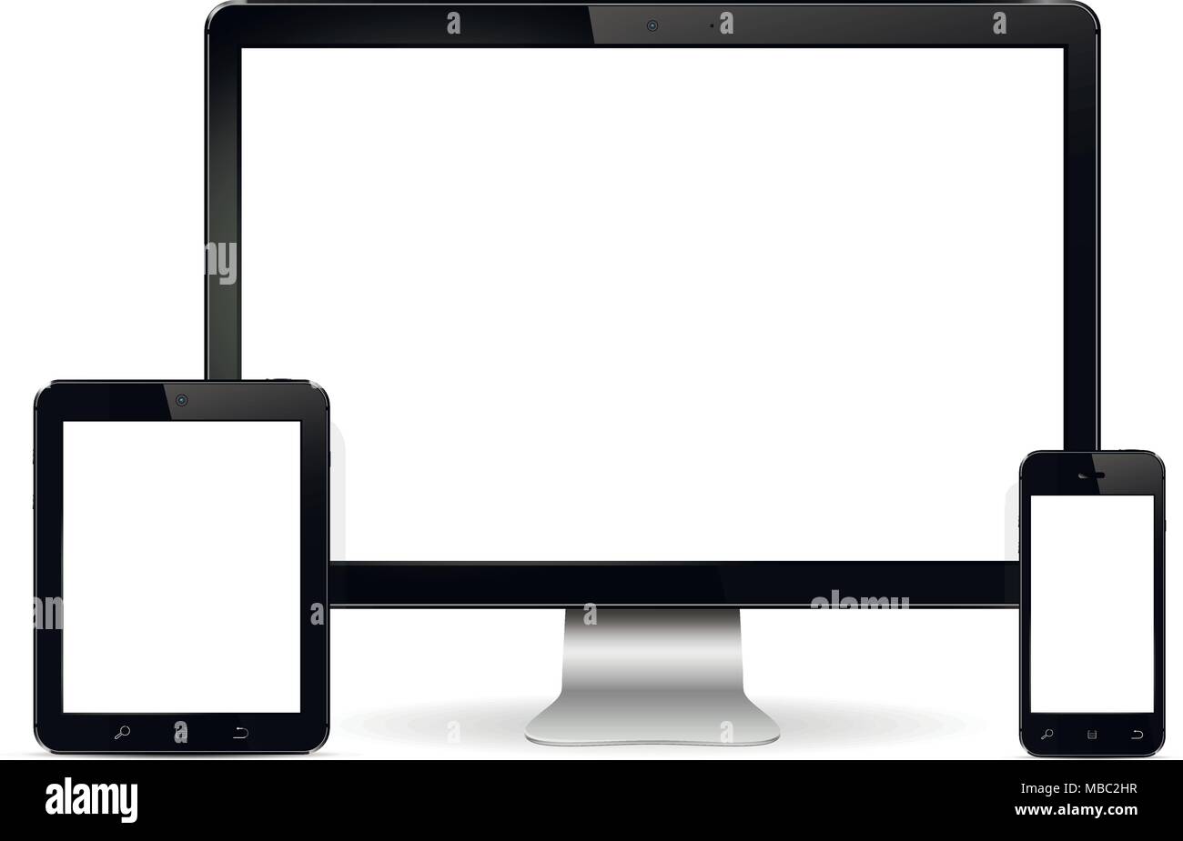 Modern technology devices - computer monitor, digital tablet and mobile ...