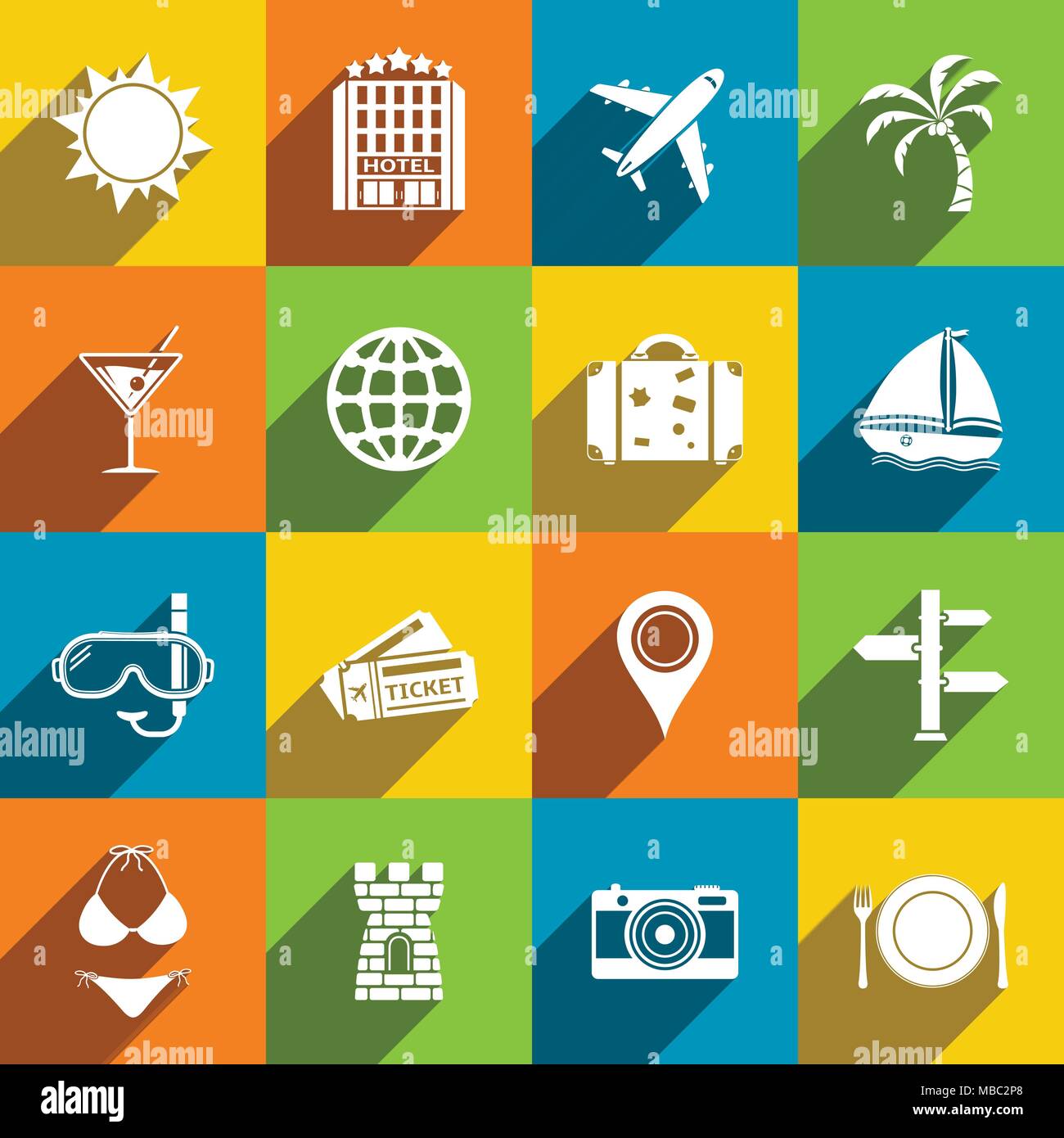 Travel icons set in flat design style. Vector illustration Stock Vector ...