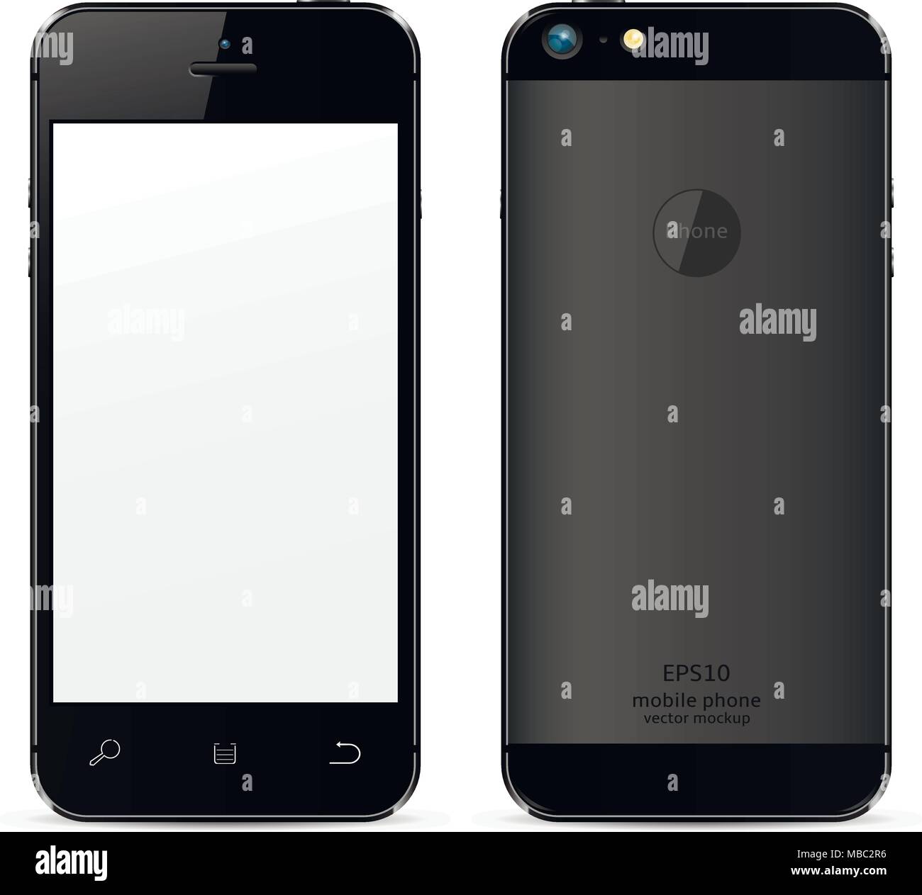 New realistic smartphones mockups front and back with blank screen ...