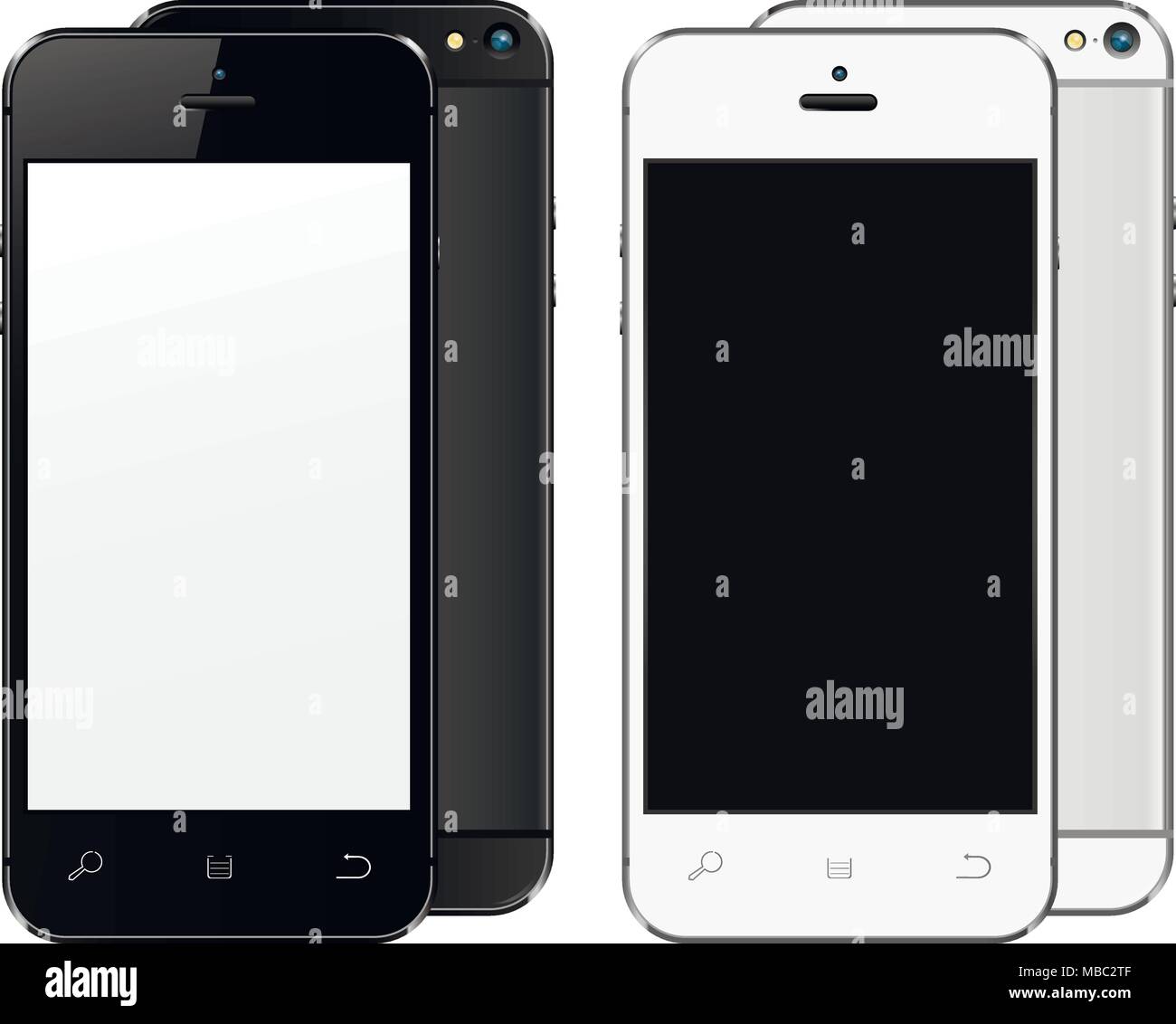 New realistic mobile phones mockups front and back with blank screen ...