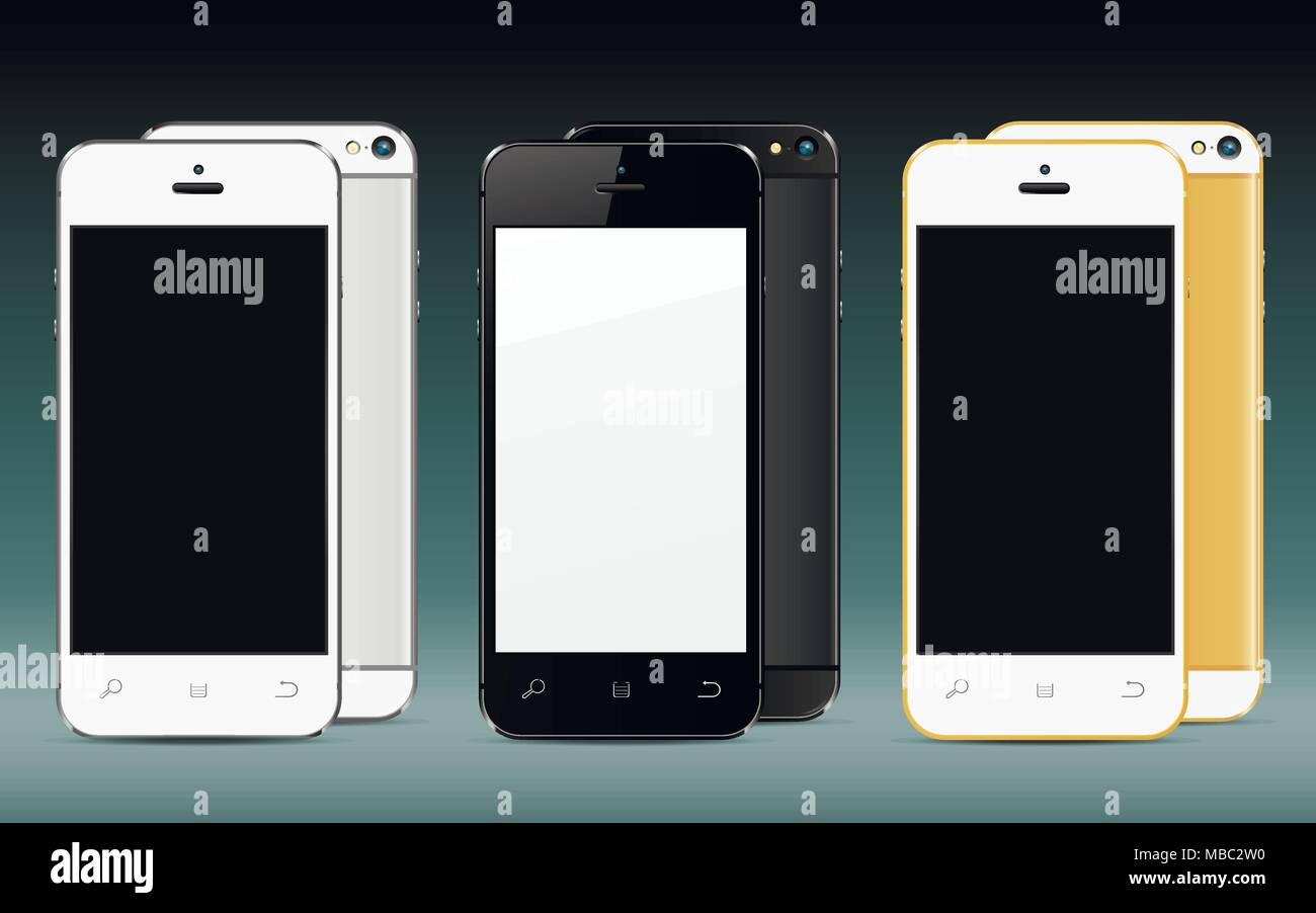 New realistic mobile phones mockups front and back with blank screen ...