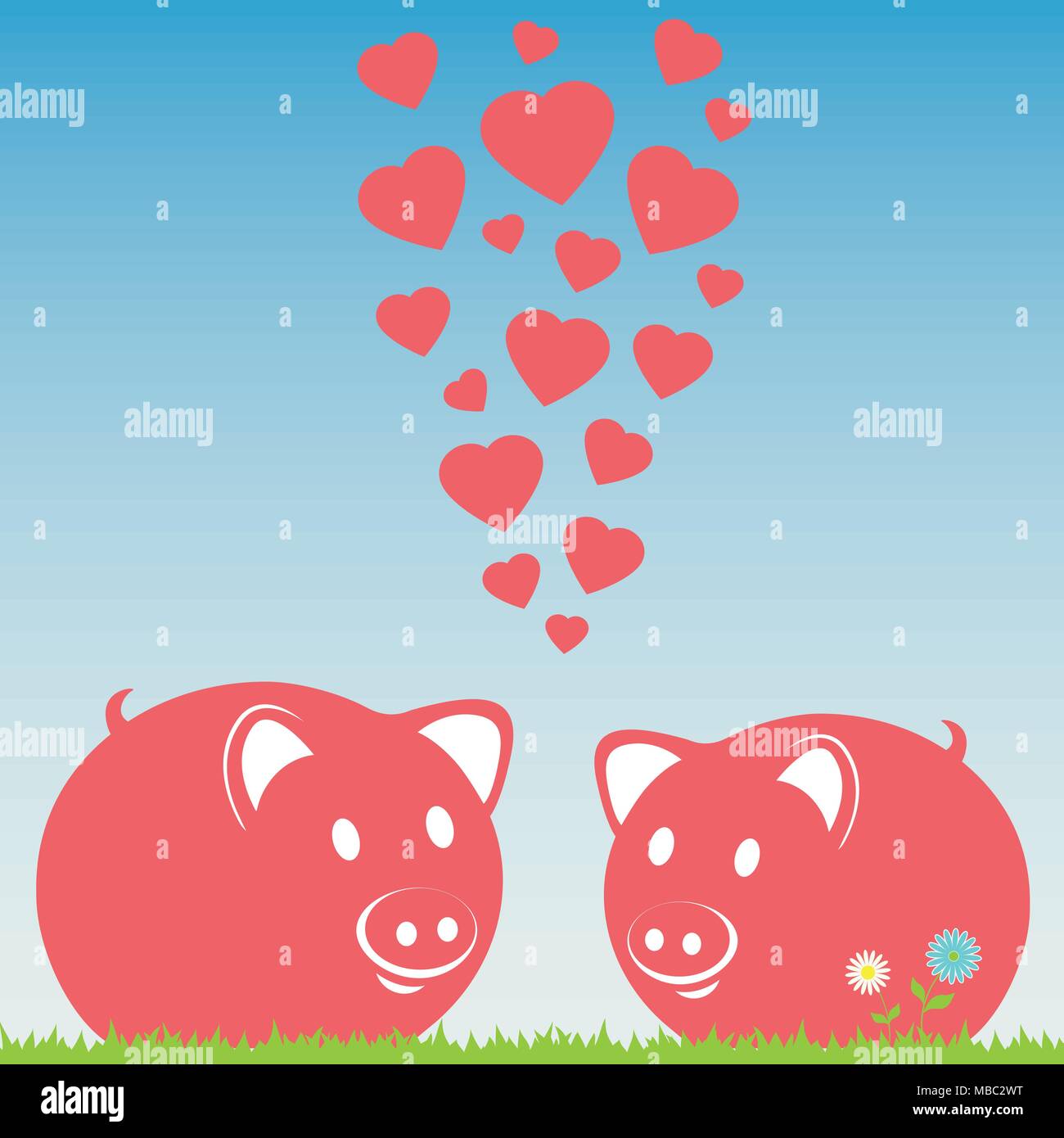 Lovers pink pigs. Couple of pigs. Vector illustration Stock Vector ...