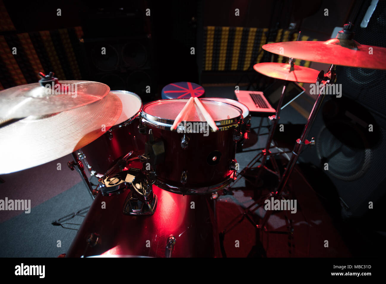 Drum Set on Stage Stock Photo - Alamy