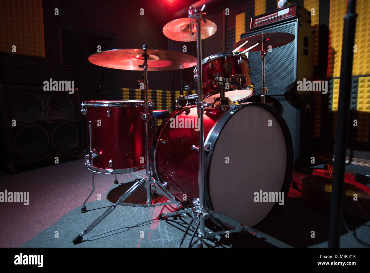 Modern Drum Set on Stage Stock Photo - Alamy