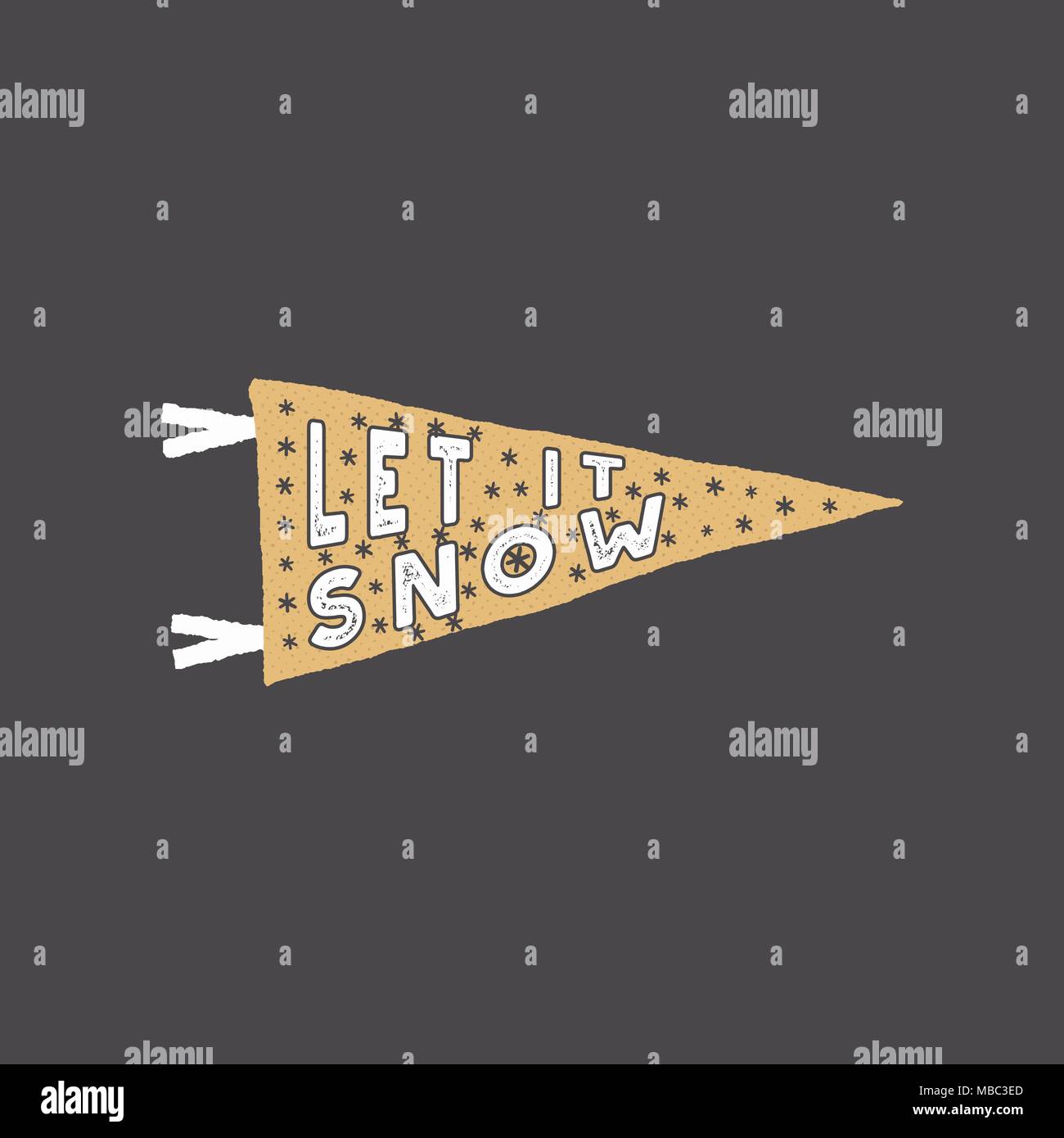Winter theme pennant. Let it snow typography quote, wish. New Year ...