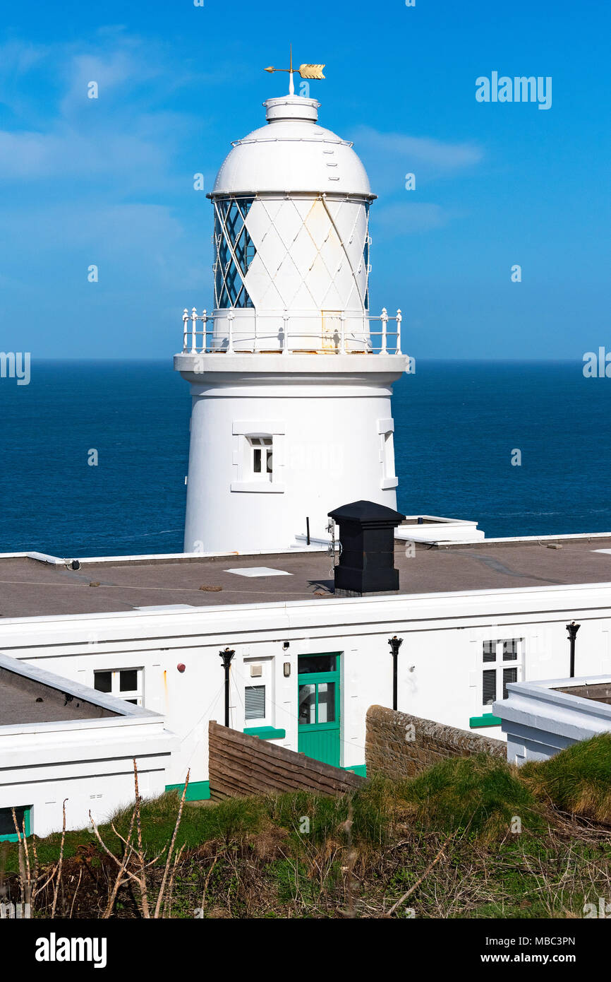 Pendeen lighthouse on the atlantic coast in west cornwall, england ...