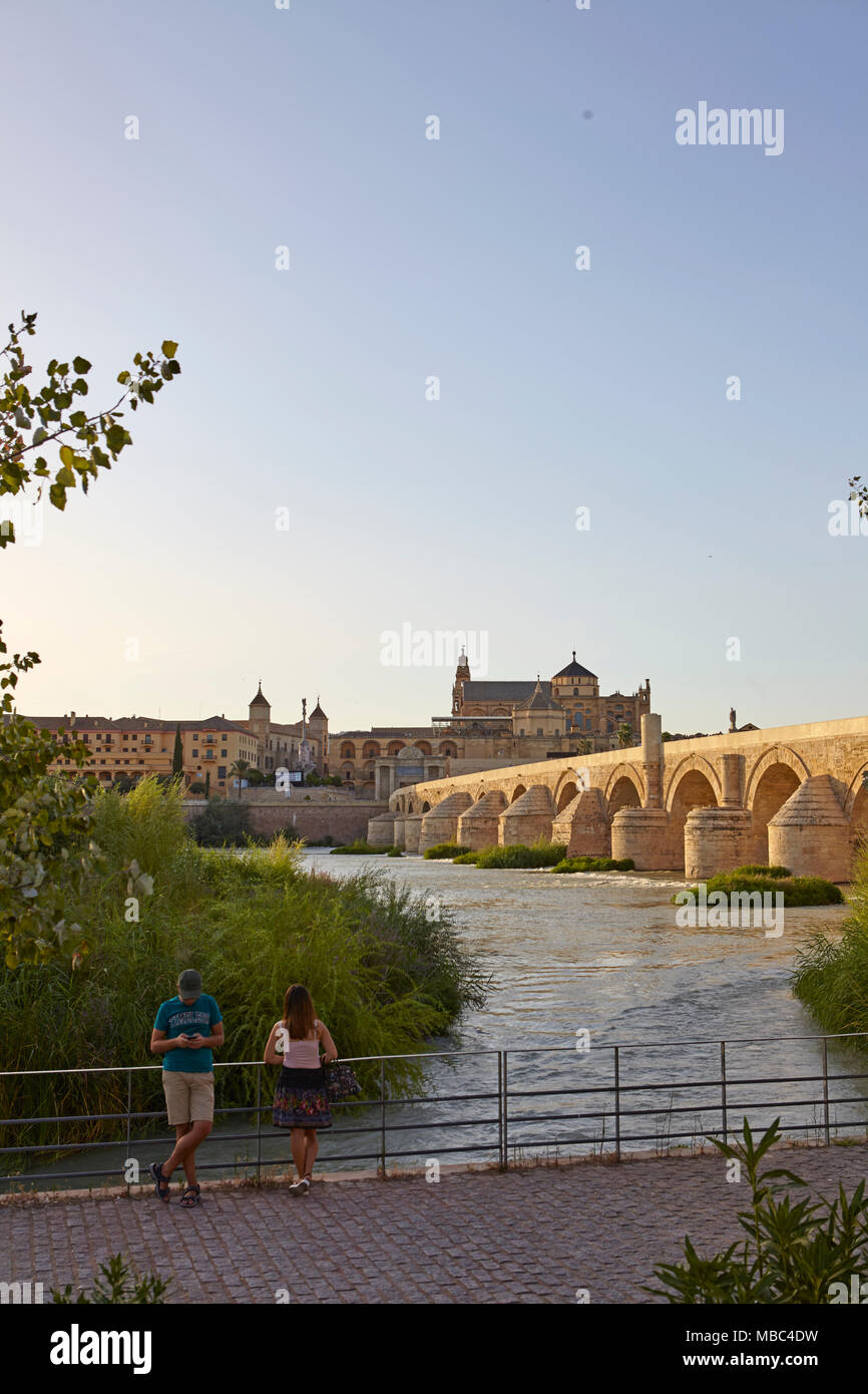The Roman Bridge over the Guadalquivir river and the Mosque Cathedral ...