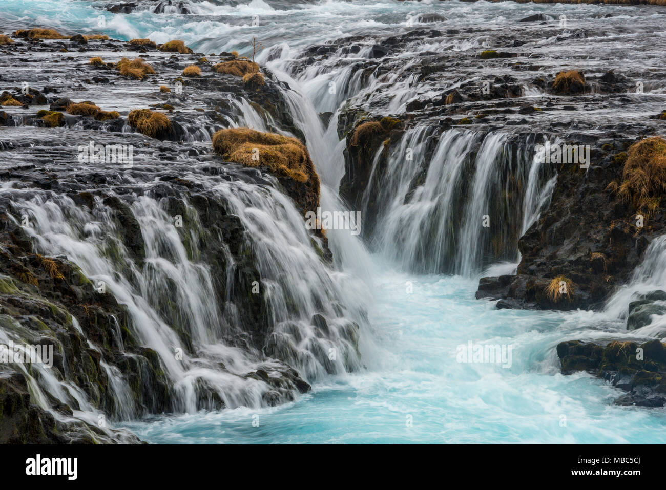 Waterfall Bruarfoss in winter, in Selfoss, Southern Region, Iceland ...