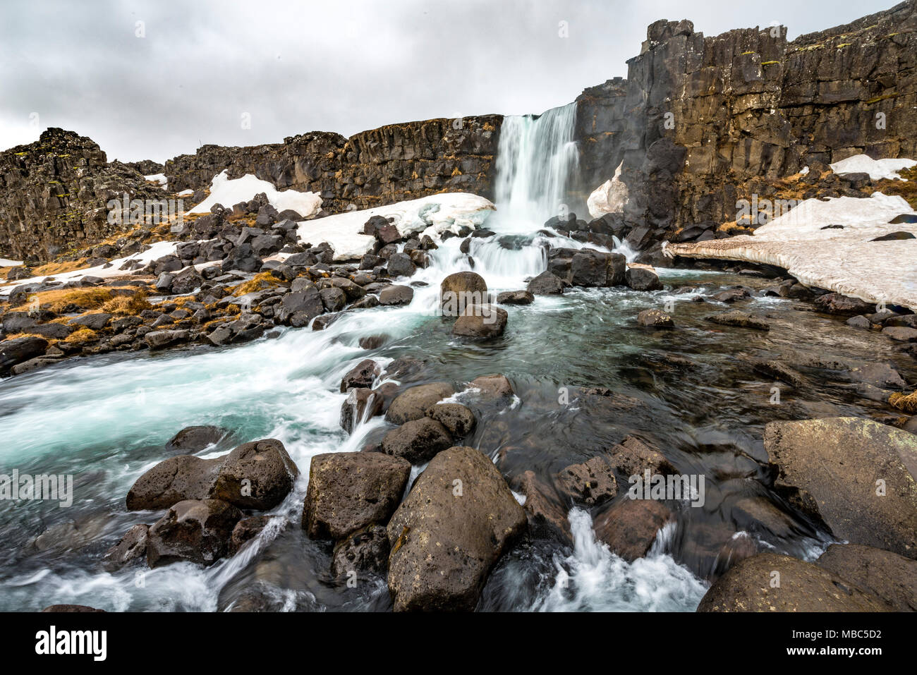 Öxarárfoss Waterfall, River Öxará, Thingvellir National Park, Golden ...