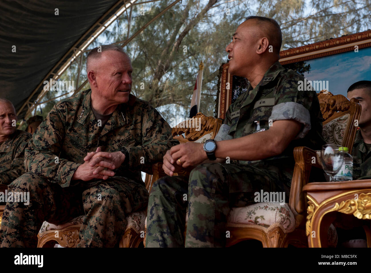 U.S. Marine Corps Lt. Gen. Lawrence Nicholson, left, commanding general ...