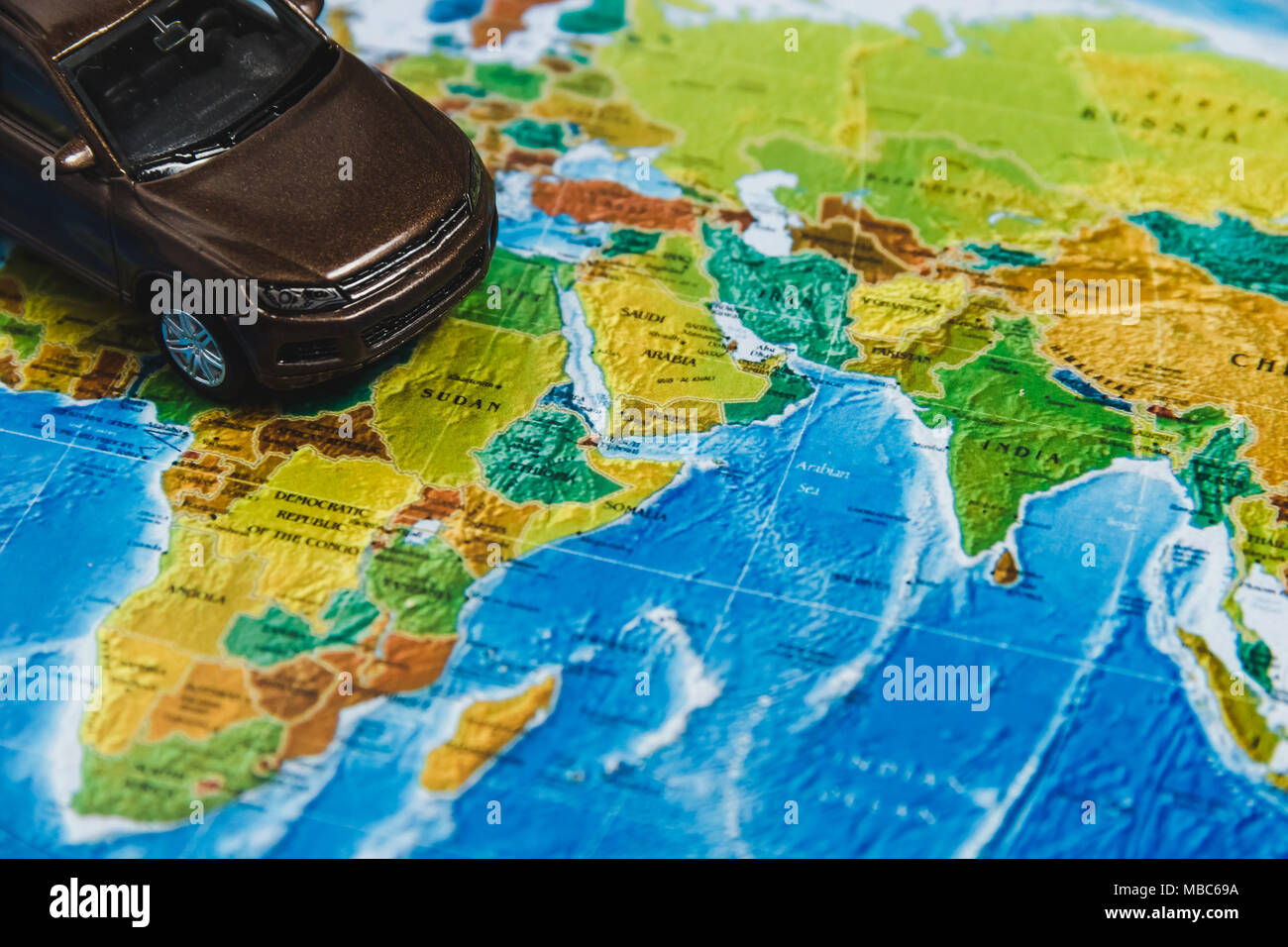 Road Trip - Car Goes on Map. The Route of Automobile Travel. Planning ...