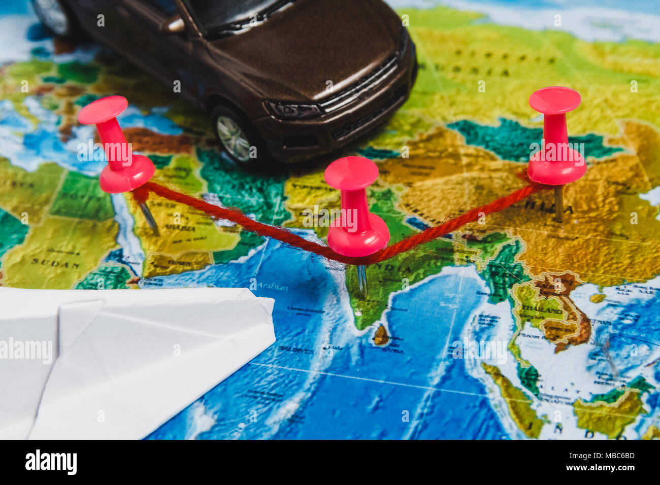 Travel Destination Points on World Map Indicated with Colorful ...