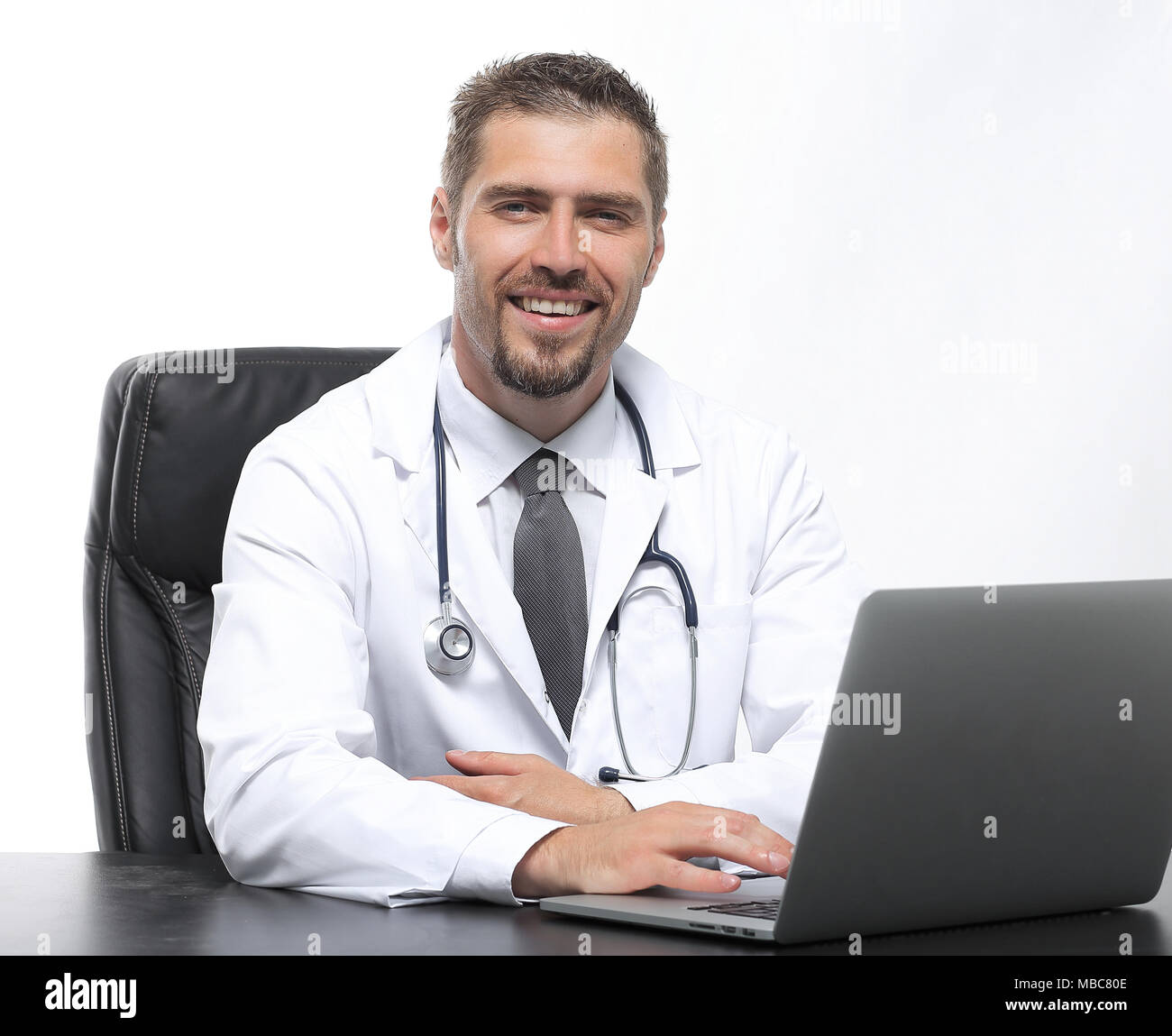 closeup .Dr. therapist sitting at the desktop Stock Photo - Alamy
