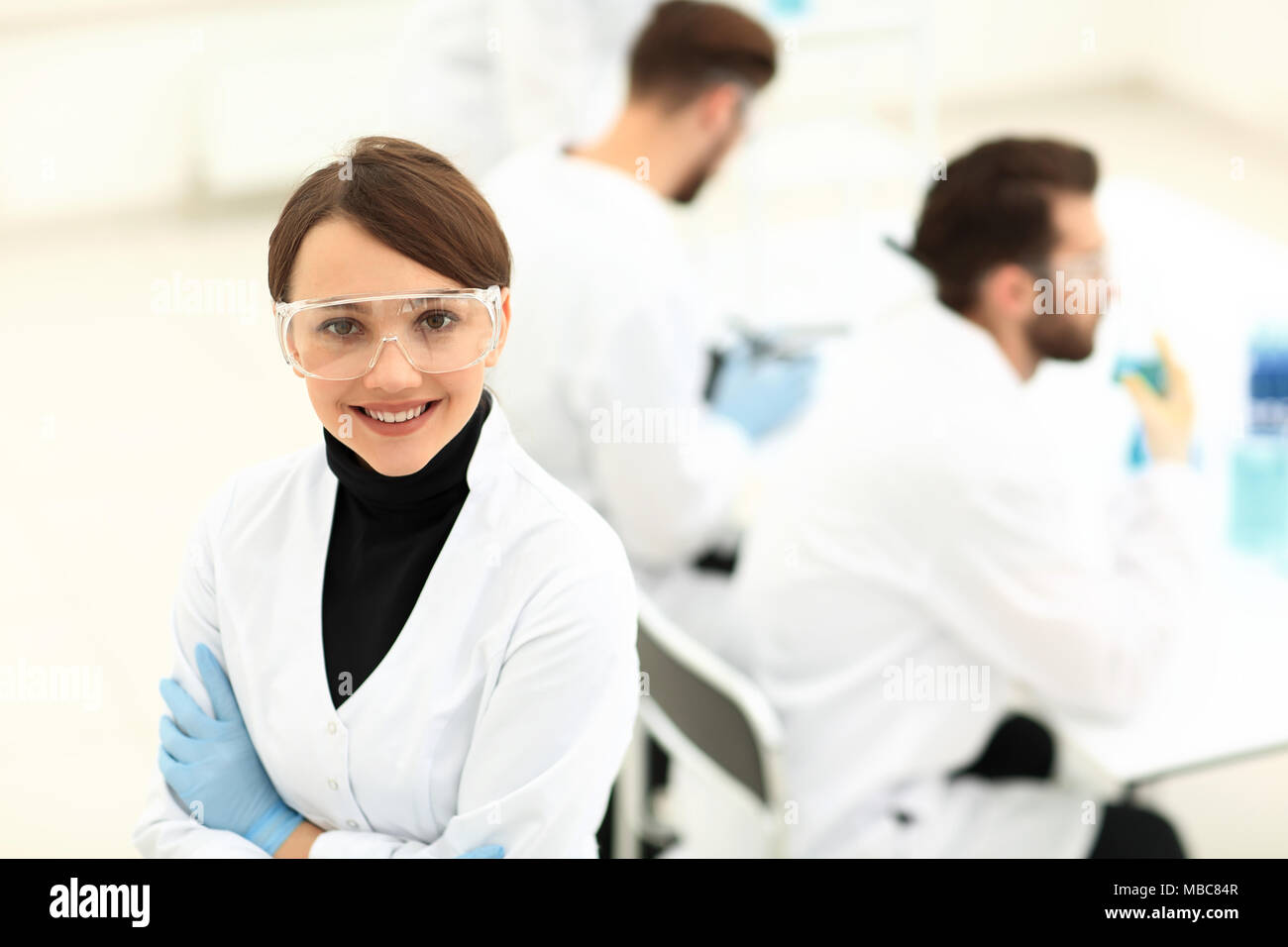 portrait of scientist in laboratory background Stock Photo - Alamy
