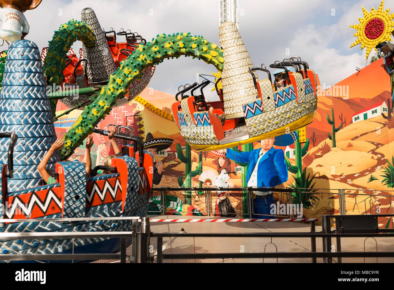 The Sombrero spinning ride at the Prater amusement park in Vienna ...