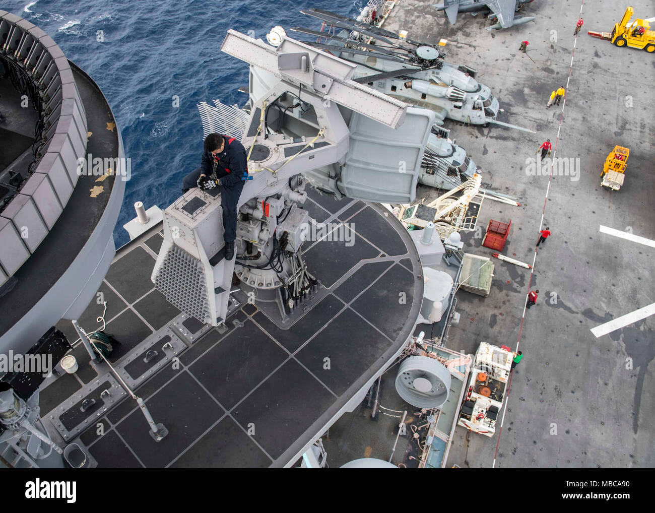 OCEAN (Feb. 16, 2018) Electronics Technician 3rd Class Michael Morin performs a monthly ...
