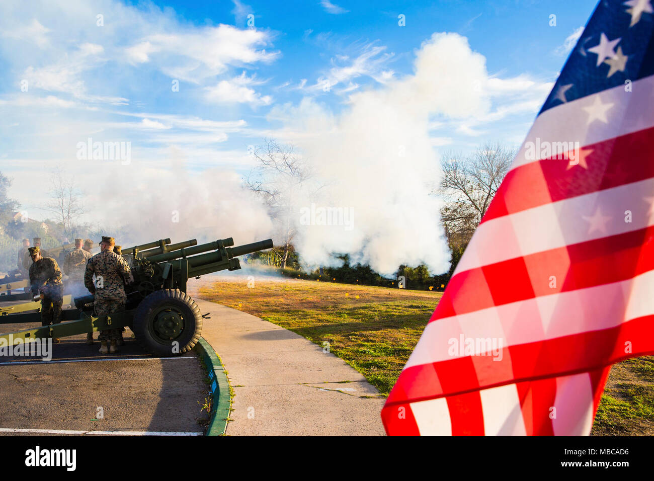 Marines with the 11th Marine Regiment, 1st Marine Division, perform the ...