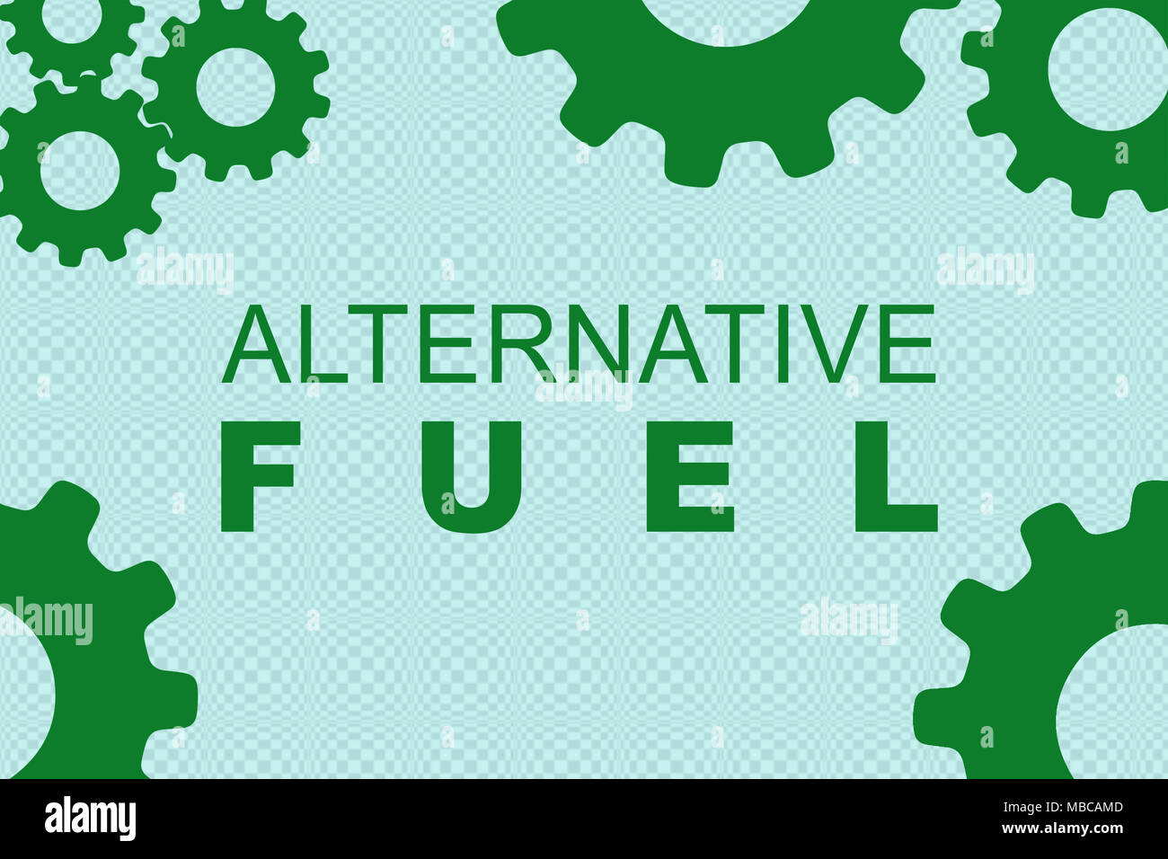 ALTERNATIVE FUEL sign concept illustration with green gear wheel ...