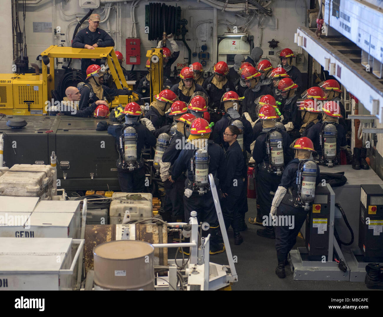 ATLANTIC OCEAN (Feb. 17, 2018) Members of a repair locker group ...