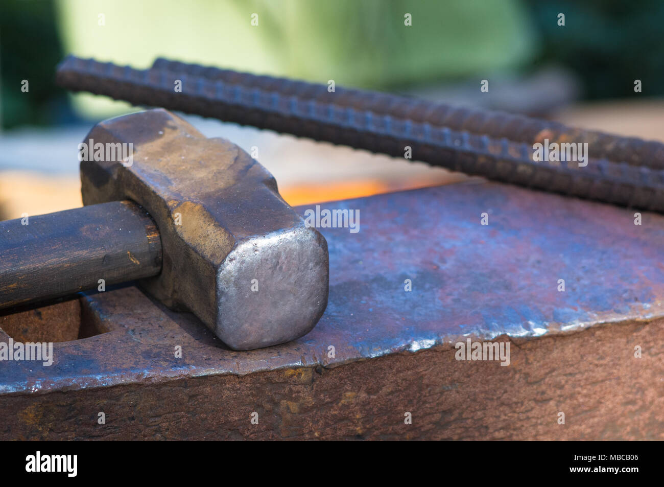 blacksmith tools and fixtures for hand forged metal, close-up Stock ...