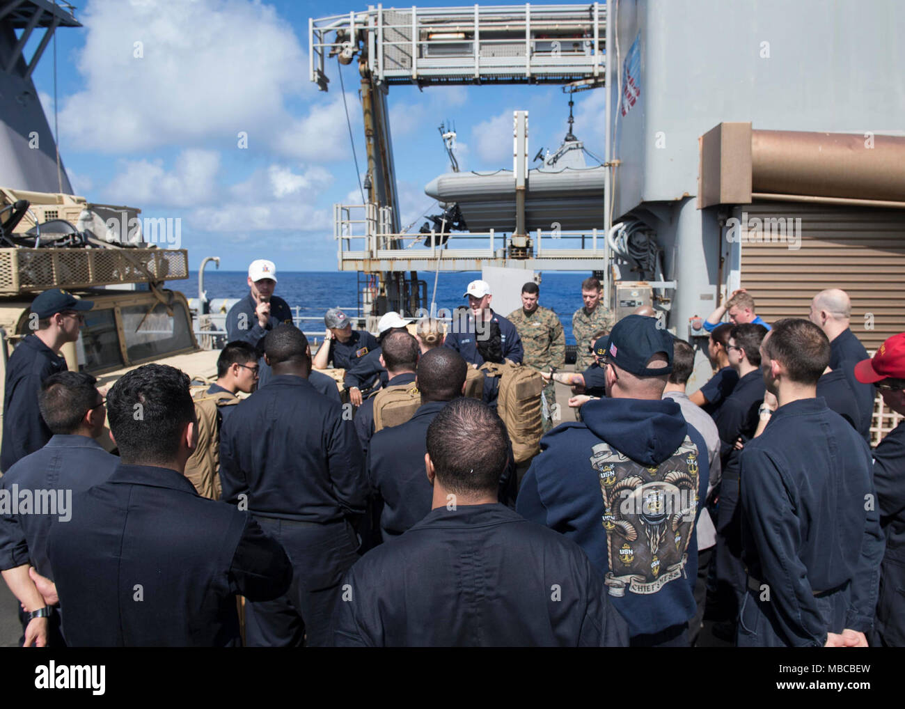 OCEAN (Feb. 18, 2018) Sailors debrief a mass casualty drill with the ...