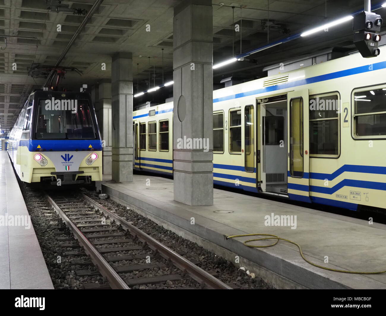 LOCARNO, SWITZERLAND EUROPE on July 2017: Two Fart trains and railroad ...