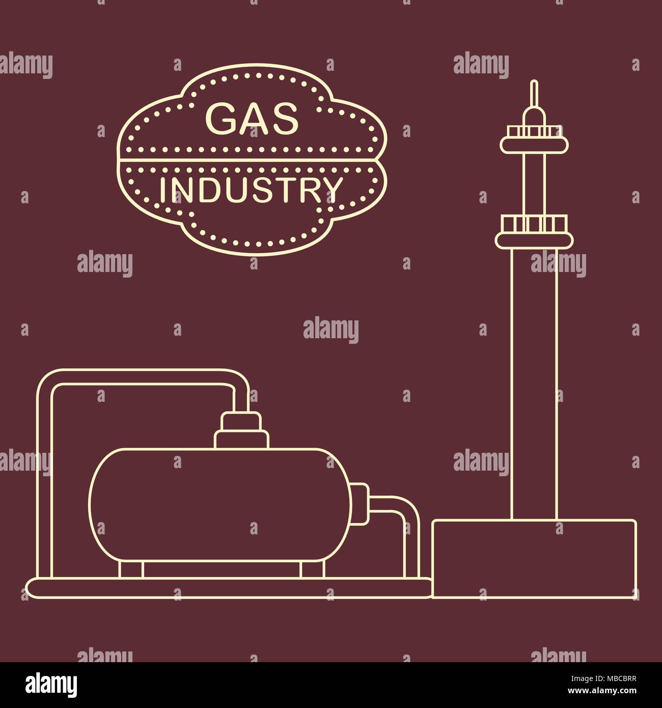 Gas processing plant. Gas storage tank. Design for announcement ...