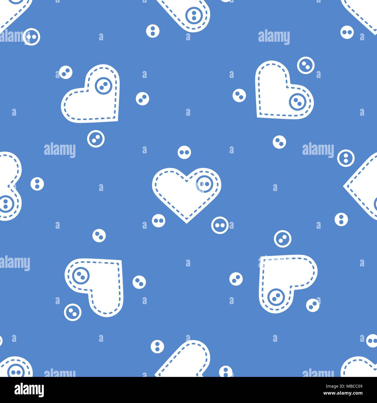 Cute seamless pattern with needle cases in shape of hearts and buttons ...
