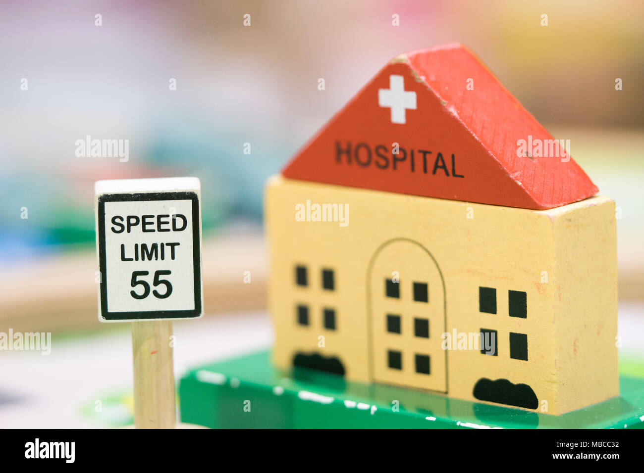 Hospital Wooden Toy Set and Speed Limit sign - Play set Educational ...
