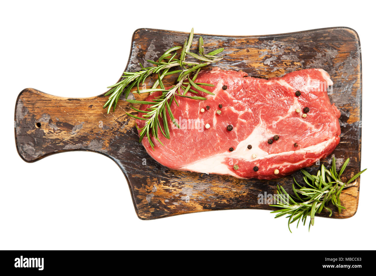 Raw steak and white background Cut Out Stock Images & Pictures - Alamy