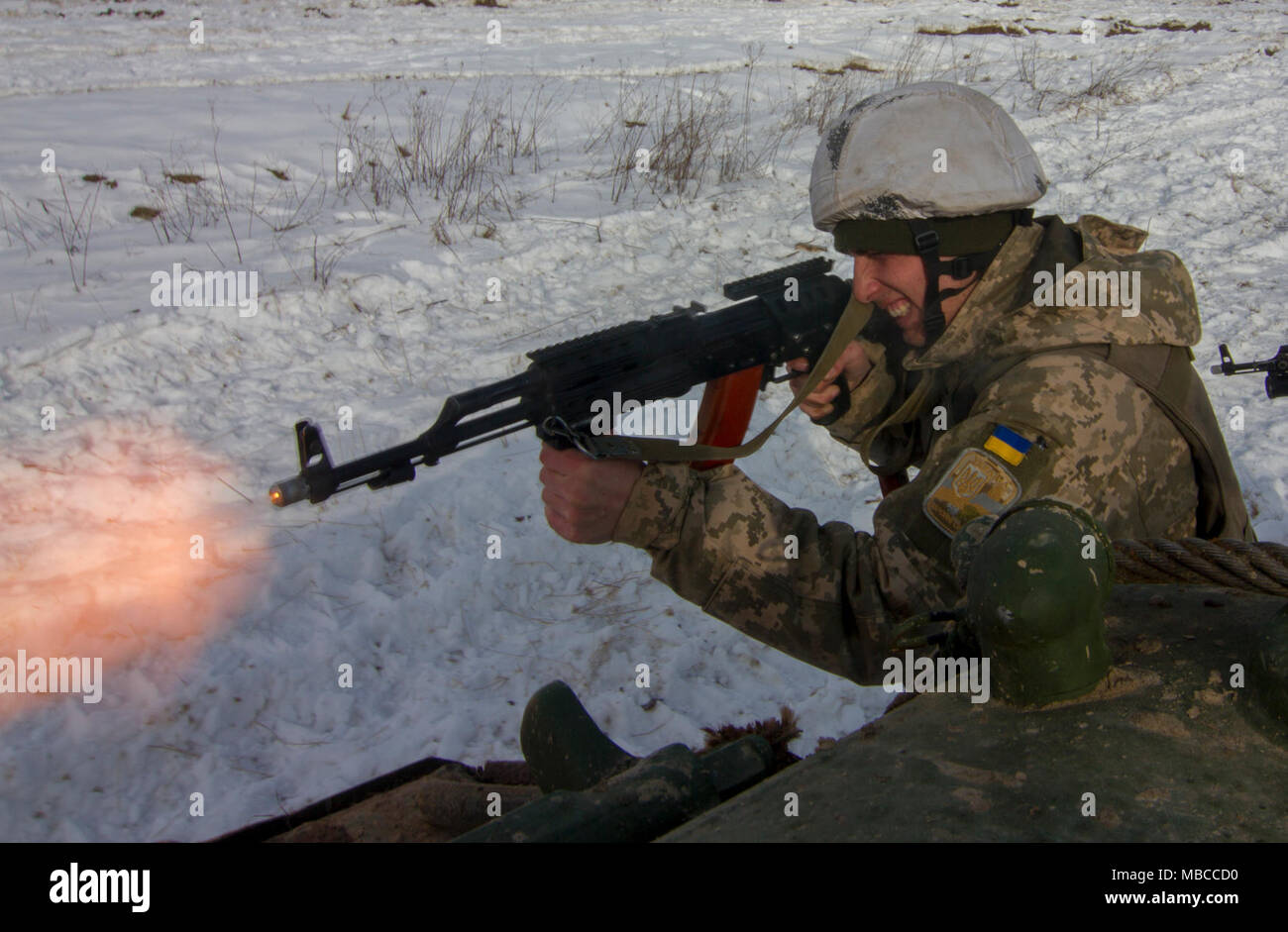 Yavoriv, Ukraine -- A Ukrainian Soldier assigned to 3rd Battalion, 14th ...