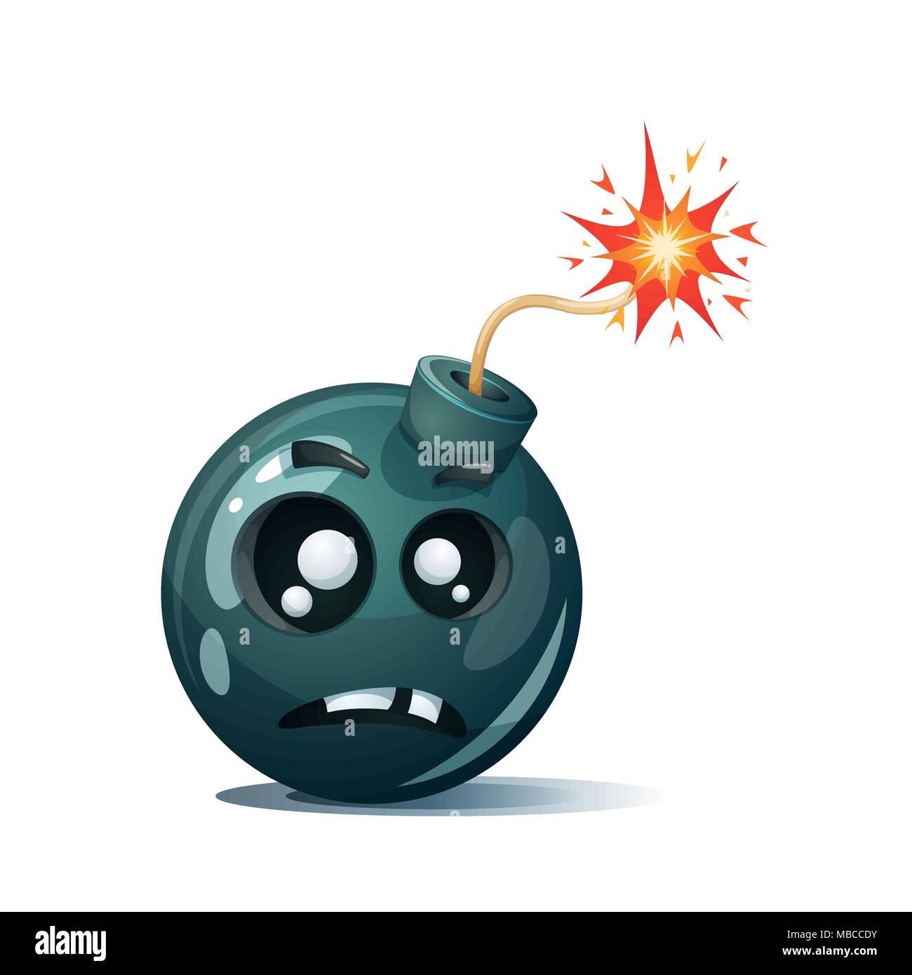 Cartoon bomb, fuse, wick, spark icon. Scared smiley Stock Vector Image ...