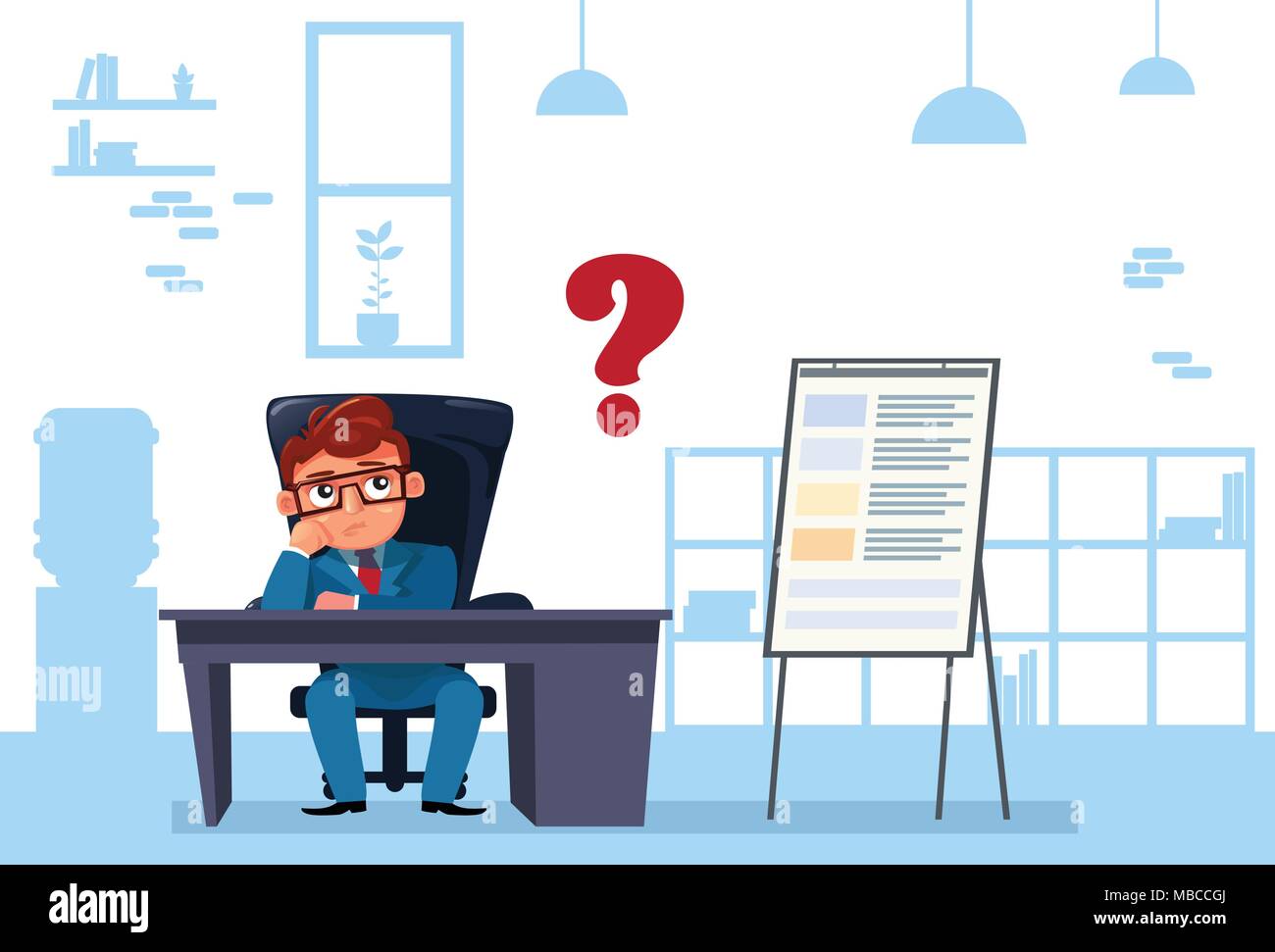 Thinking businessman desk Stock Vector Images - Alamy