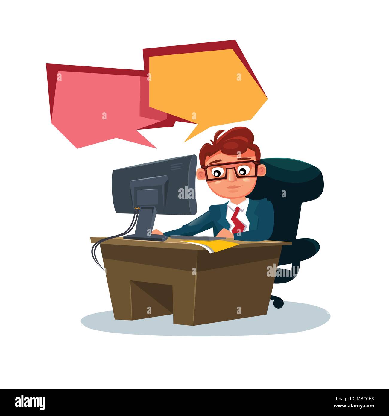 Computer one person working Stock Vector Images - Alamy