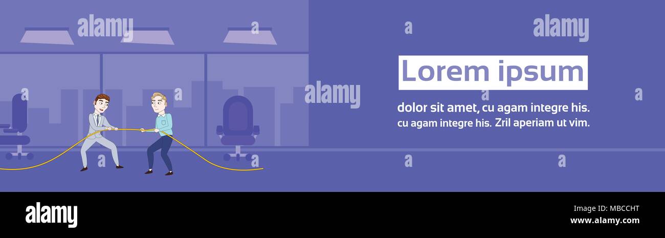 Two Successful Business Man Pulling Rope Competition Concept Horizontal ...