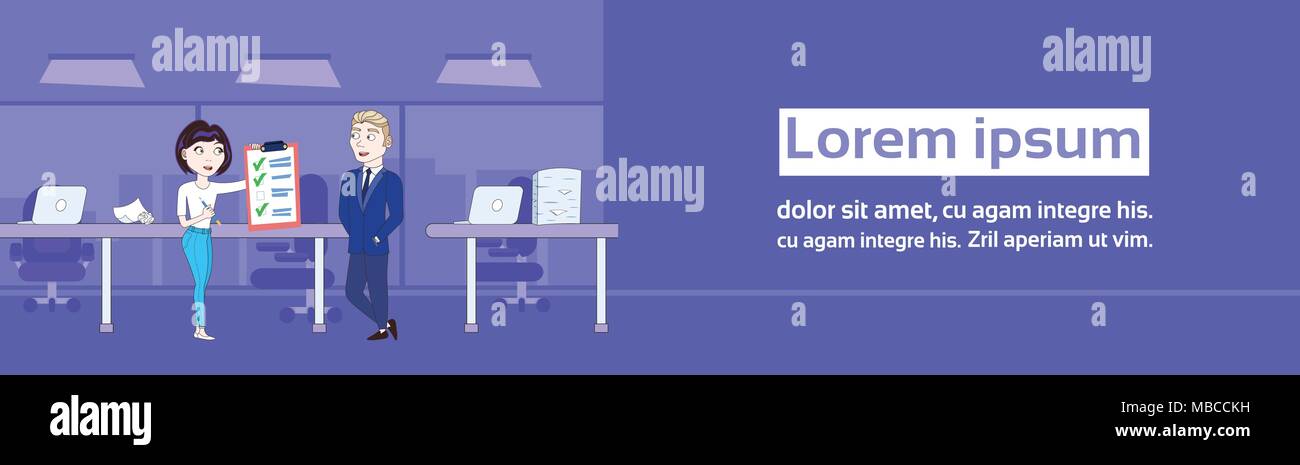 Successful Business Woman Showing Businessman Boss Done Checklist ...